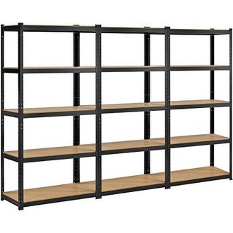 Yaheetech 3 x &Eacute;tag&egrave;re &agrave; 5 Niveaux &Eacute;tag&egrave;re Metallique Garage 180 x 90 x 45 cm Capacit&eacute; de Charge 265kg avec Planches MDF et Cadre Organisateur sans Vis pour Entr