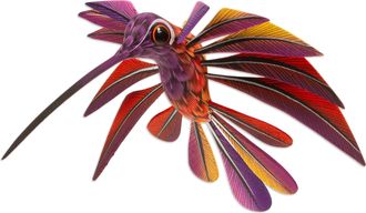 Novica Dekofigur Kolibri, handbemalt, aus Alebrije-Holz, 7,6 cm hoch, Violett