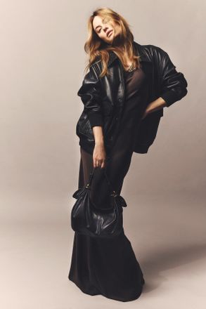 Gerard Darel Robe longue à fines bretelles et dentelle - LOU - Marron