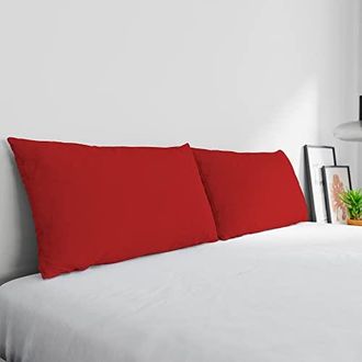 Italian Bed Linen Paar Kissenbez&uuml;ge Max Color 100% Baumwolle, Made in Italy, Gr&ouml;&szlig;e Kissenbezug 50 x 80 cm mit Innenklappe, einfarbig - rot