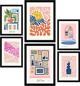 Nacnic Lot de 6 Affiches Minimalisme aux Couleurs Pastel. Douce maison. Impressions de paysage et de nature pour la d&eacute;coration int&eacute;rieure et la d&eacute;coration. A