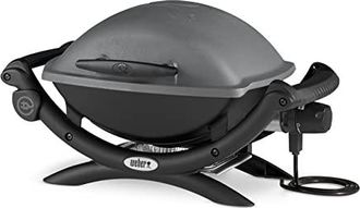 Weber Q 1400 Elektrogrill/Tragbarer Stadtgrill, Porzellanemaillierter Gusseisenrost, Schnellheizelement, 43 x 32 cm Grillfläche, Abnehmbare Auffangschale, 1