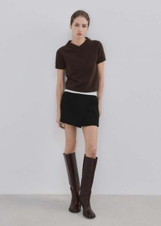 Mango Hosenrock in Wickel-Optik schwarz - Damen - 32 - MANGO