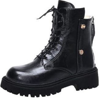 Generic Bottines dhiver chaudes pour femme - &Eacute;l&eacute;gantes - Couleur unie - Talon bas plat - Doublure en polaire - Confortables - Classiques - &Agrave; lacets - Pour la 