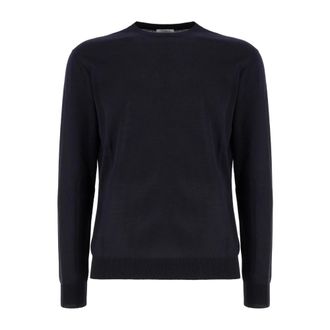 Malo Cashmere and Silk Rundhalspullover - - Knitwear - Herren - Blau - 2XL