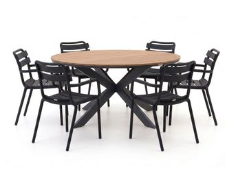 Forza Furniture Forza Vico/Fidenza &oslash;149cm dining tuinset 7-delig stapelbaar