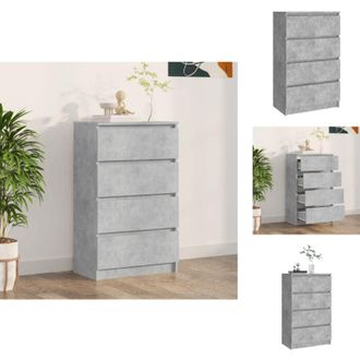 vidaXL Sideboard Betongrau 60x35x98,5 cm Holzwerkstoff - Schubladenschrank - Sideboard - Wohnzimmerm&ouml;bel - Grau Sideboard - Betongrau M&ouml;bel