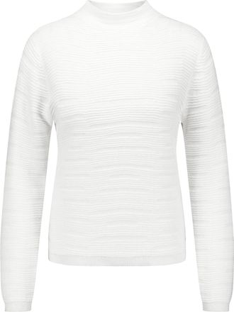 Taifun Damen Pullover mit Wellen-Struktur Langarm unifarben Offwhite 38