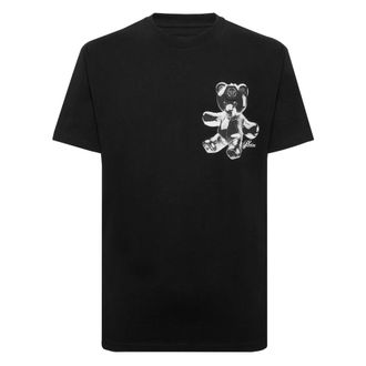 Philipp Plein Homme, Tops, Noir, Taille: 2XL Teddy Glass T-Shirt