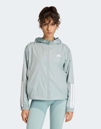 adidas Hyperglam - Veste coupe-vent &agrave; 3 bandes - Sauge-Vert