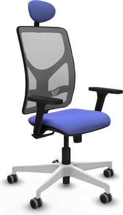 Piqueras y Crespo B&uuml;rostuhl mit 3D-Armlehnen und festem Kopfteil, ausgestattet mit 3 Positionen und Schneideschaum, mit Rollen von 65 mm, Parkett, Grau/Hellblau