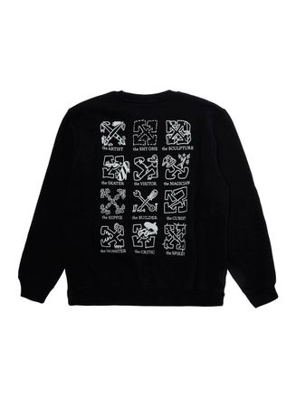 Off-white Logo-Printed Cotton Crewneck Sweater - Black
