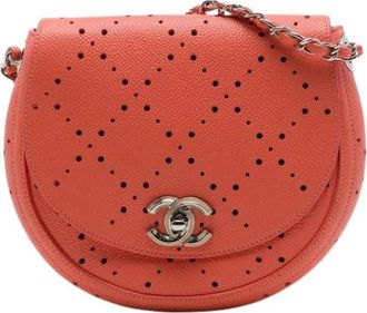 Chanel Pre-owned Perforated Diamond Flap Crossbody Bag - - Pre-owned - Damen - Orange - ONE SIZE