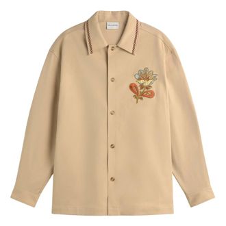 Dr&ocirc;le de Monsieur Homme, Vestes, Beige, Taille: L La Surchemise Brod&eacute;e Fleur