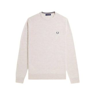 Fred Perry Homme, Pulls, Beige, Taille: M Pull Ras du Cou Classique