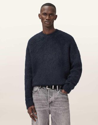 AllSaints Coby - Pull ras de cou - Bleu encre