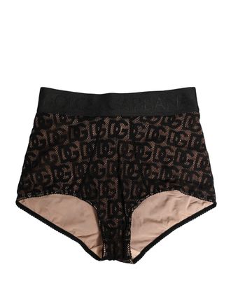 Dolce & Gabbana Womens Black Cotton Dg Logo High Waist Girdle Underwear Elastane Nylon Clothing