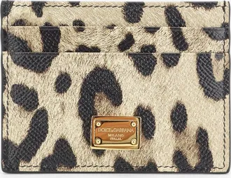 Dolce & Gabbana Hammered leather card holder with animal print - DOLCE & GABBANA - gender_Woman