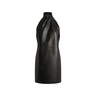 Balmain Lammleder Kleid mit offenem R&uuml;cken - - Dresses - Damen - Schwarzk - XS