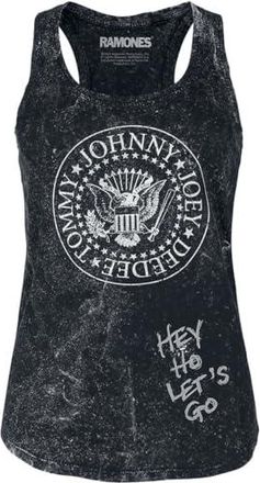 Ramones Hey Ho Lets Go Femme Top Noir XL 100% Coton Regular/Coupe Standard