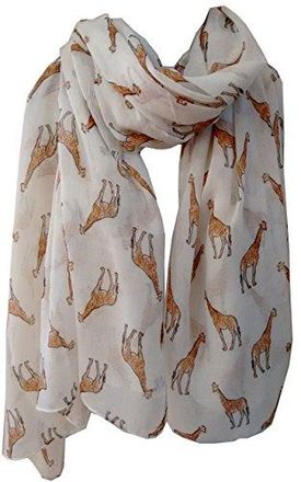 GlamLondon Foulard imprim&eacute; girafe moderne pour femme - Ecru - Large