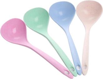 Generico Cuill&egrave;res &agrave; soupe en plastique - Poign&eacute;e longue, grande, couleurs m&eacute;lang&eacute;es | 2 pi&egrave;ces | pour la bouillie, le riz |