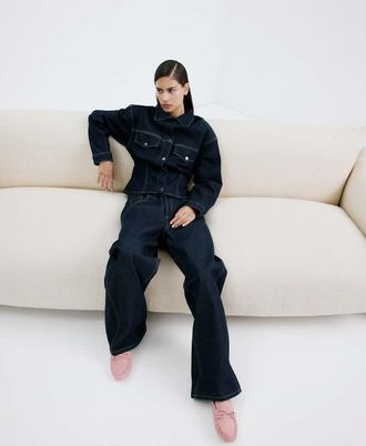 Mango Mocassins cro&ucirc;te de cuir &agrave; fronces rose - Femme - 36 - MANGO