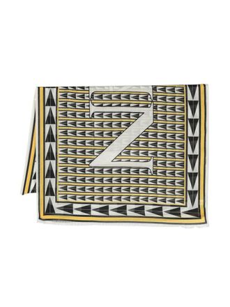 Lanvin &eacute;charpe frang&eacute;e &agrave; motif g&eacute;om&eacute;trique - Noir