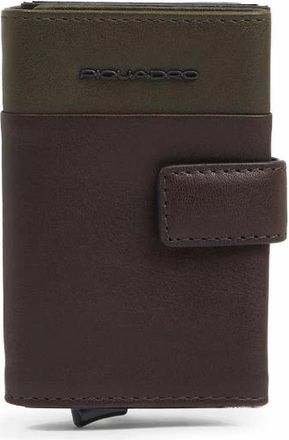 Piquadro Homme, Accessoires, Brun, Taille: ONE Size Porte-cartes &agrave; rabat automatique en cuir et m&eacute;tal avec protection Rfid