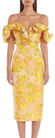 Generic Temp&eacute;rament sexy europ&eacute;en et am&eacute;ricain Jacquard poitrine col en V dos nu fente dos nu robe mi-longue robe haut de gamme robes femmes festive paillette