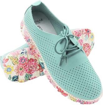 Zerimar Mocassins en Cuir pour Femme &agrave; Semelle Fleurie - Ballerines d&eacute;t&eacute; &eacute;l&eacute;gantes et Confortables - Chaussures Femme &eacute;l&eacute;gantes et Confortables - Bleu Ciel, P