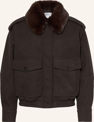 Good American Good American Blouson In Lederoptik Mit Abnehmbarem Kunstfell-Kragen braun