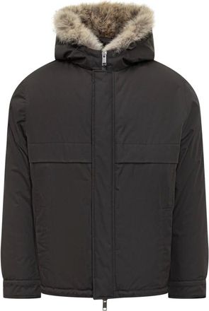 Yves Salomon Homme, Vestes, Noir, Taille: L Parka &agrave; Capuche en Fourrure