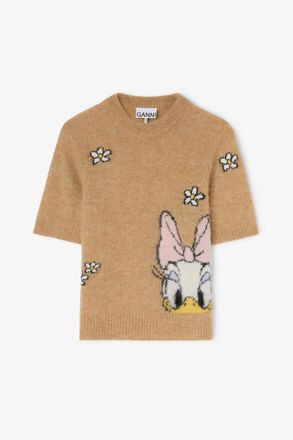 Ganni x Disney Pull &agrave; manches courtes en Beige Daisy Duck - Pour Femme