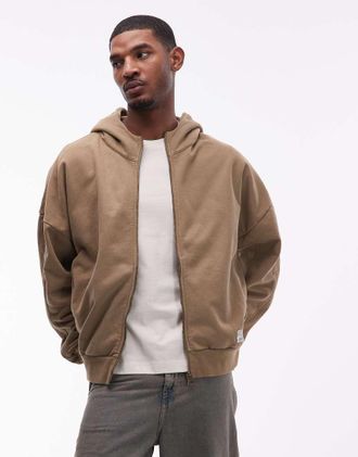 Champion Tuff Ones - Kapuzenjacke in Camel mit Rei&szlig;verschluss-Neutral