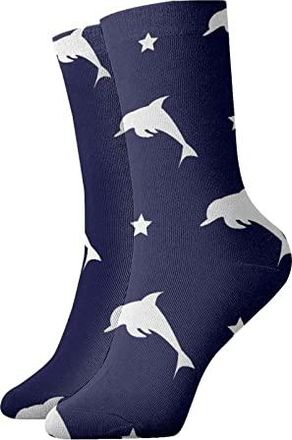 XCNGG Bleu foncé blanc dauphin étoile chaussettes doux course randonnée travail chaussette confort respirant décontracté Sox pour hommes femmes