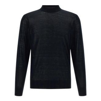 Brunello Cucinelli Seiden-Baumwoll-Pullover mit hohem Kragen - - Knitwear - Herren - Blau - L