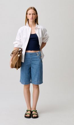 Claudie Pierlot Denim-Shorts mit Matrosenlatz