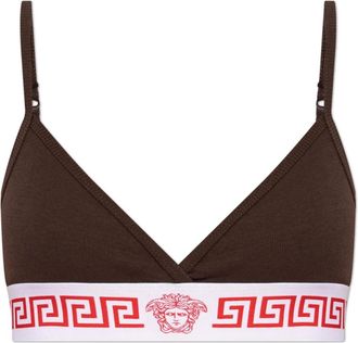 Versace Femme, Sous-v&ecirc;tements, Brun, Taille: 46 FR Bralette en jersey de coton c&ocirc;tel&eacute;