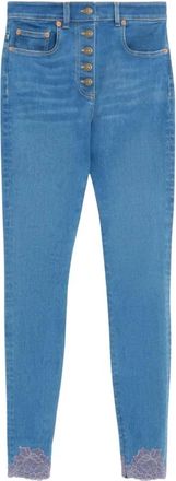 Valentino Slim Jeans mit Spitze - - Jeans - Damen - Blau - W28