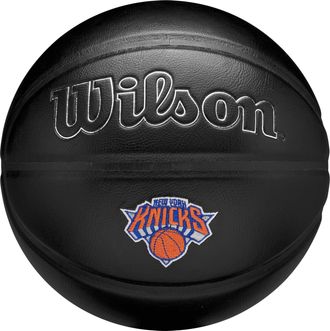 Wilson NBA Team Premiere Basketball, Dynamisches Tiefendesign mit strukturierter Schlangenhaut und besticktem Teamaufn&auml;her, Team: New York Knicks, Farbe: Sch