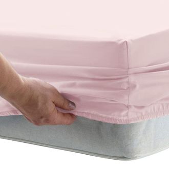 Pizuna Spannbettlaken 170x200 cm-180x200 cm Baumwolle Helles Rosa, 1000 Fadenzahl aus 100% langstapeliger Baumwolle in Satinbindung Dickes Spannbettlaken mit