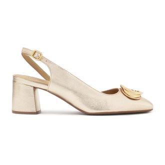 Kazar Goldene Pumps mit offener Ferse und Metallverzierung auf der Nase - - Shoes - Damen - Gelb - 37 EU
