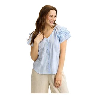 In Front Bluse - - Blouses & Shirts - Damen - Blau - XL