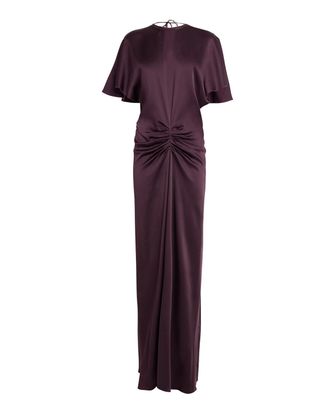 Victoria Beckham Gathered Satin Maxi Dress Size S