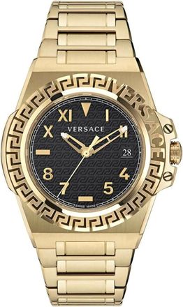 Versace Homme, Accessoires, Jaune, Taille: ONE Size Montre Analogue Greca