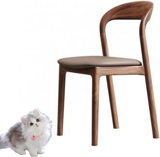 Generic Holz Essstühle mit Sitzplätzen Massivholz gekrümmt Rücken minimalistische Esstühle für Küchen Esszimmer braun 81 * 43 * 46cm