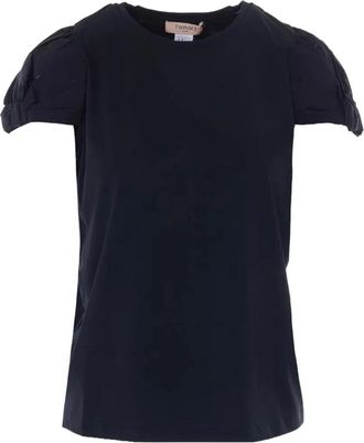 Twinset Femme, Tops, Noir, Taille: 36 FR T-shirt &agrave; Manches Courtes et Col Rond