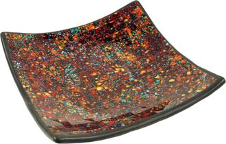 Guru Shop Eckige Mosaikschale, Untersetzer, Dekoschale, Handgearbeitete Keramik & Glas Obst Schale - Design 5, Size:mittel (25x25 cm)