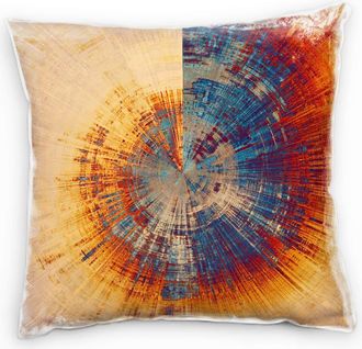 Paul Sinus Art Vintage, beige, orange, blau Deko Kissen 40x40cm f&uuml;r Couch Sofa Lounge Zierkissen - Dekoration zum Wohlf&uuml;hlen